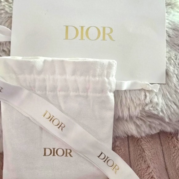 Dior | Bags | Dior White Drawstring Pouch Card Ribbon | Poshmark